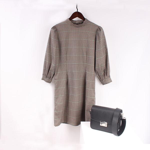 Quality Polyester chiffon Checked Midi Dress for sale