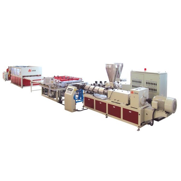 Quality Co-Rotating Conical Twin-Screw PVC Foam Floor Extrusion Line with Double-Screw Design for sale