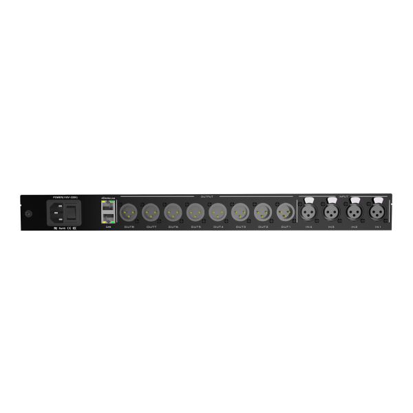 Quality USB And Network Control Dante DSP Processor 4 In 8 Out AGC Loudspeaker System for sale