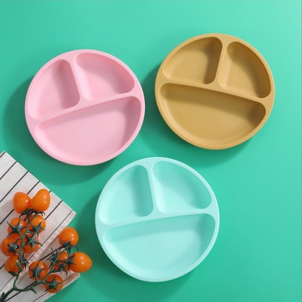 Quality Silicone Kids Tableware Plate With Suction Cup Dinnerware Type Plate Production for sale