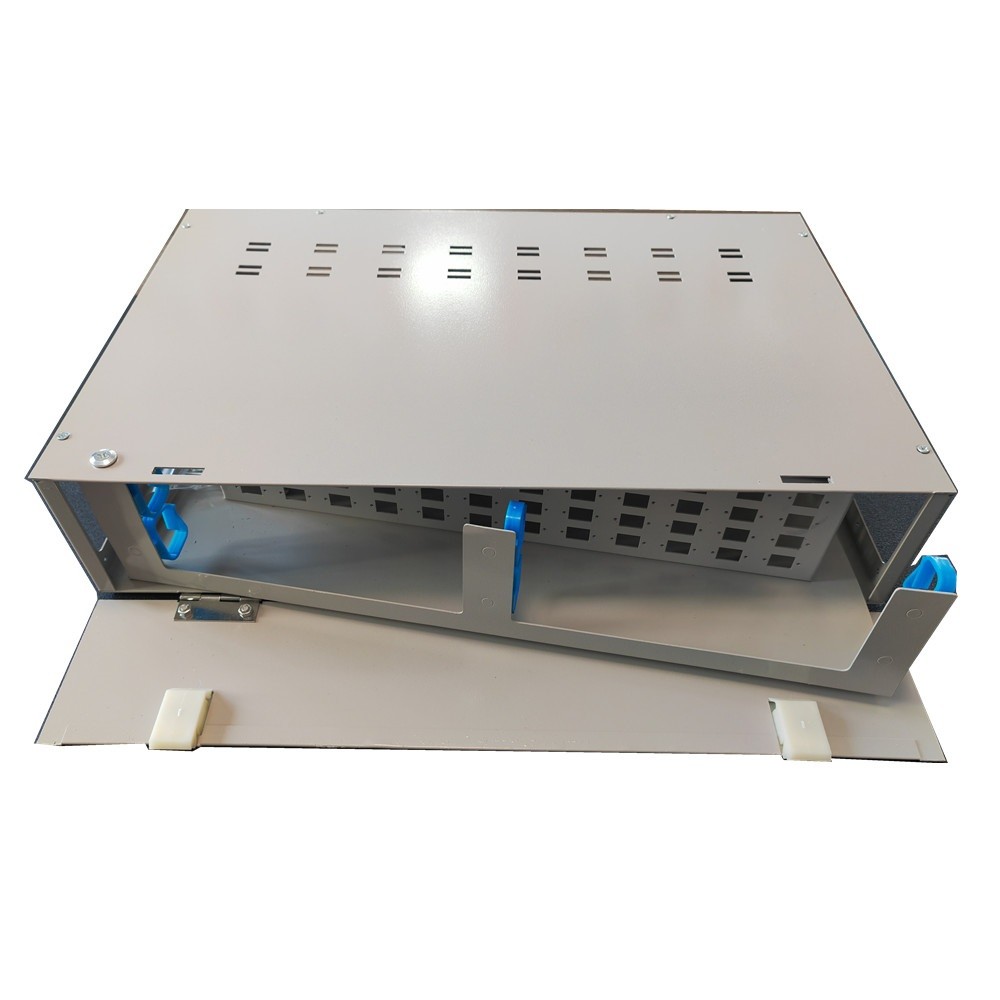Quality Grey 48 Port Patch Panel 2U SC Fiber Optic Distribution Box Rotation Type for sale