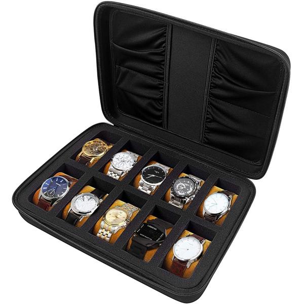 Quality Hand Made Spandex EVA Watch Case Embossing Logo Collection Box for sale