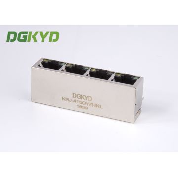 Quality Factory price metal shielded 1x4 cat5 quad port rj45 connector with LED for sale