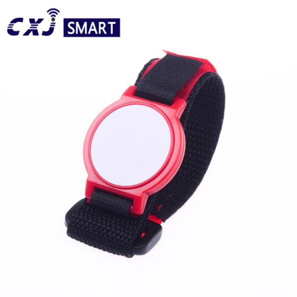 Quality Contactless Fabric RFID NFC Bracelet Silicone Woven 1k Chips for sale