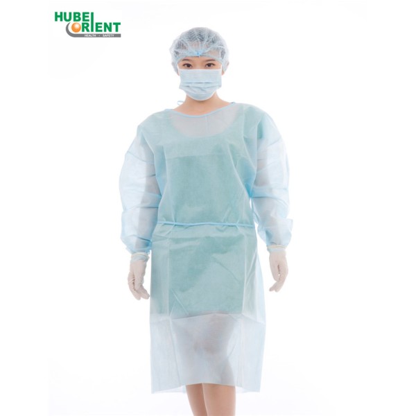 Quality Disposable Medical Use Non-Woven Or SMS Material Isolation Gowns With Elastic Wrist For Hospital for sale