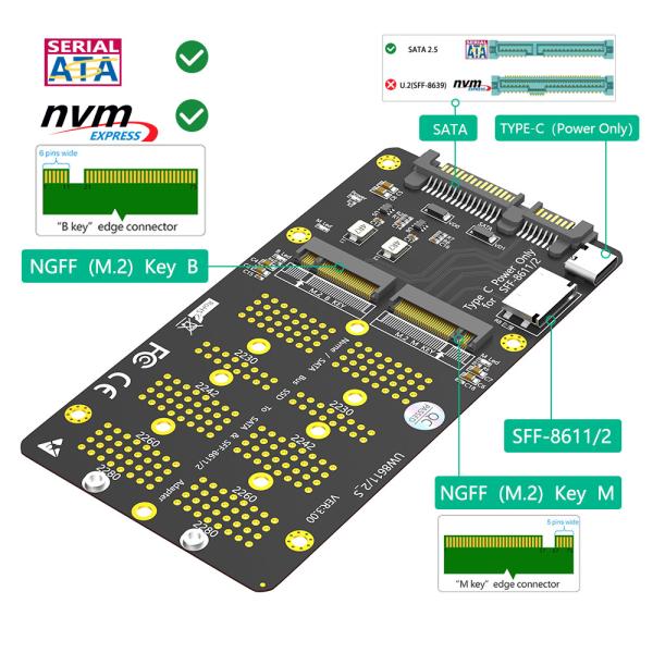 Quality 2 In 1 Oculink Adapter M.2 NGFF NVMe SSD SSD SFF 8654 And SATA Adapter for sale