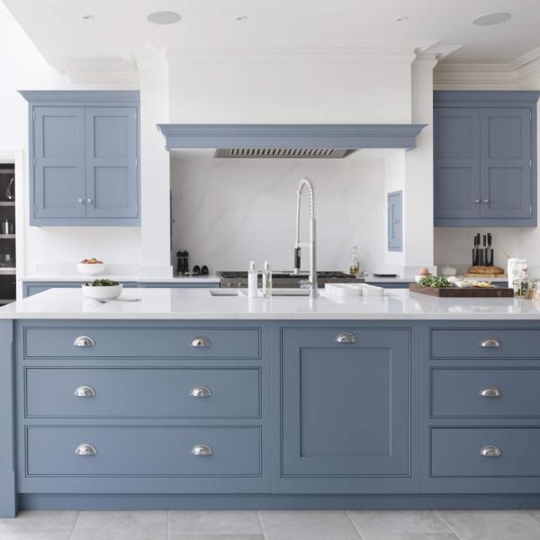 Quality Trend Blue Shaker Style Kitchen Cabinets Solid Wood Furniture for Modular for sale