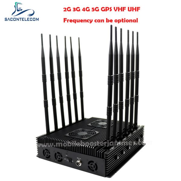 Quality 12 Antennas 80W Power Multi-Frequency Signal Jammer Desktop WiFi Blocker for 2G 3G 4G 5G WiFi GPS for sale