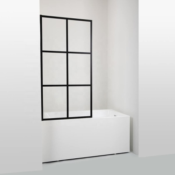 Quality Safety Round Corner 6mm 8mm 10mm Black Grid Tempered Glass for Shower Bathroom Door for sale