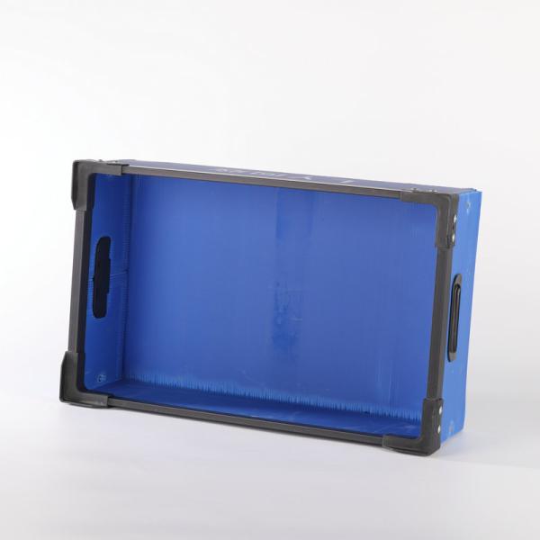 Quality Strong Frame Reusable Plastic Shipping Boxes Black Blue Plastic Crate Container  Moving Box for sale