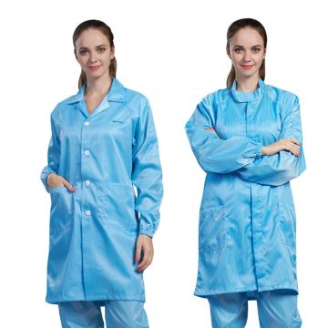 Quality OEM Unisex Polyester Anti Static Gown Esd Smock Uniform For Cleanroom for sale