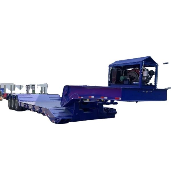 Quality Truck Trailer 3 Axle 40FT 50T 60T Gooseneck Lowboy Low Bed Semi Trailer Dimensions for sale