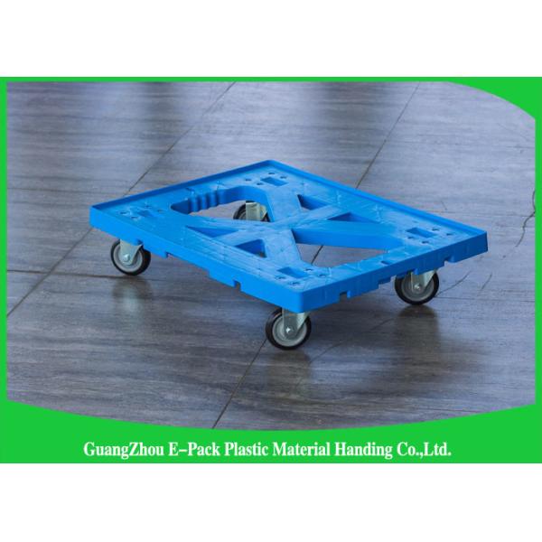 Quality Flat Blue Plastic Moving Dolly Four Wheels 100% PP Materials For Industrial for sale