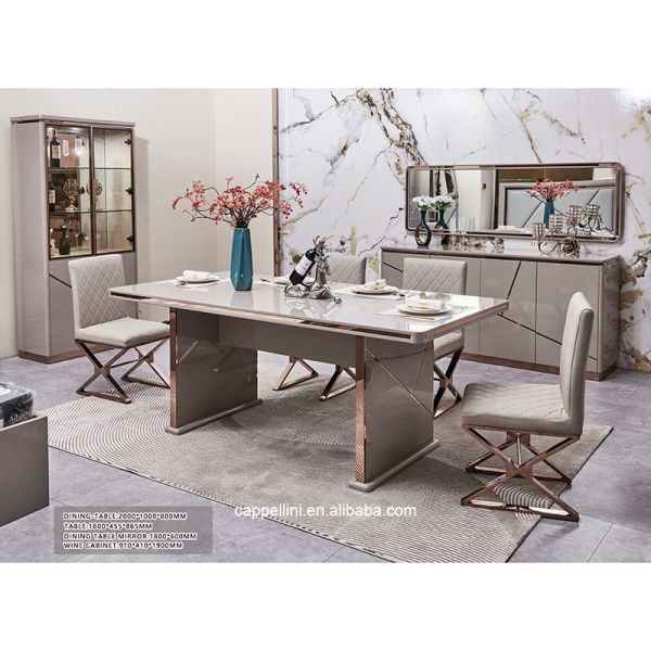 Quality Wholesale Complete Modern Luxury Dining Room Sets Home Furniture Storage Simple Wooden 6 Seater Dining Table and Chairs Set for sale
