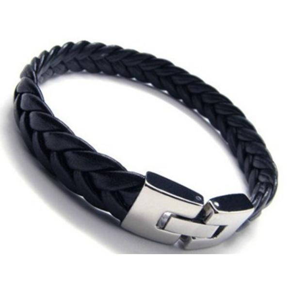 Quality Popular black custom leather wrap bracelet, charm braided leather bracelet for sale