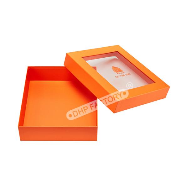 Quality Orange Color Pvc Window Paper Box Custom Rigid Box Packaging With Large Space for sale