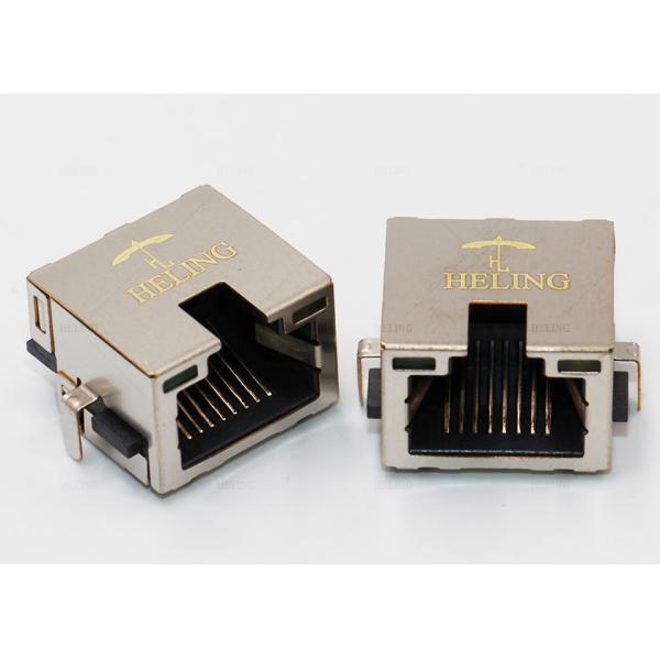 Quality 8P8C Brass Shielded PCB RJ45 Jack , Brass Shielded PCB Mount RJ45 Connector for sale