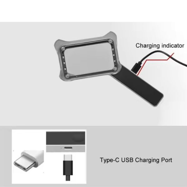 Quality Handheld Rectangular Magnifier 6 LED Light with USB Charging Cable 3Light for sale