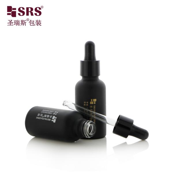 Quality D001-50ml Customizable Label Empty Dropper Bottle Black Matte Coating Design For for sale