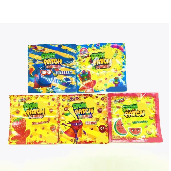 Quality Glossy Finish Plastic Three Side Seal Bag For Chewing Gummie Candy for sale