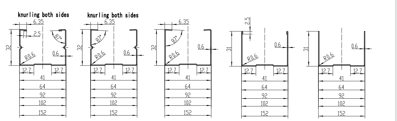 drawing profile of stud and track machine