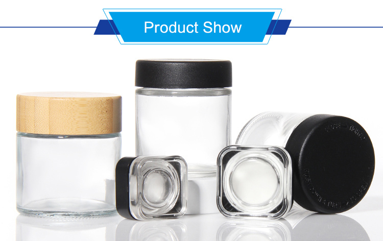 Wholesale 2oz 4oz Round Shape Bamboo Child Resistant Glass Jar with Child Proof Lid