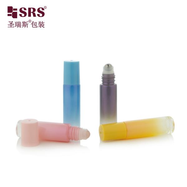 Quality BLPM-10ml Cylindrical Round Gradient Pink Color Mould Glass Roller Bottle For for sale
