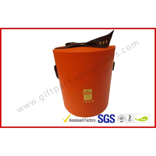 Quality Round Luxury Gift Boxes / PVC Lamination Ribbon Gift Cylinder for sale