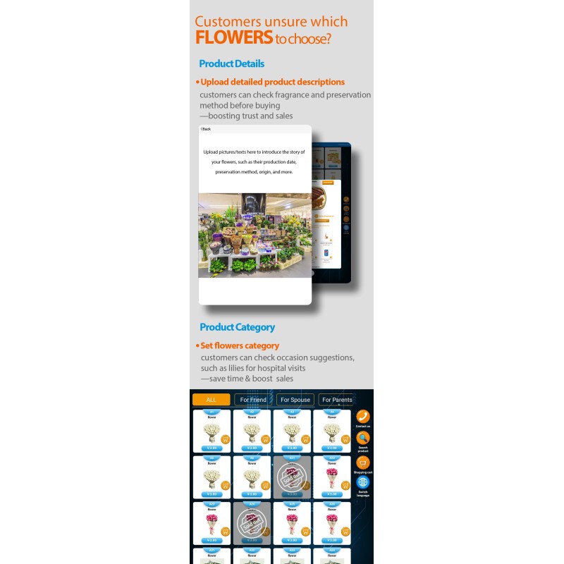 Touchscreen interface for bouquet selection