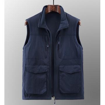 Quality Multi Pockets Cargoes Waistcoat Solid Color Utility Zipper Sleeveless Sherpa for sale