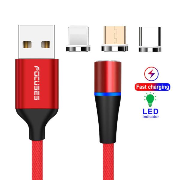 Quality Nylon Braided 3 In 1 Magnetic USB Charging Cable 3.0 A Micro Type C Cable for sale