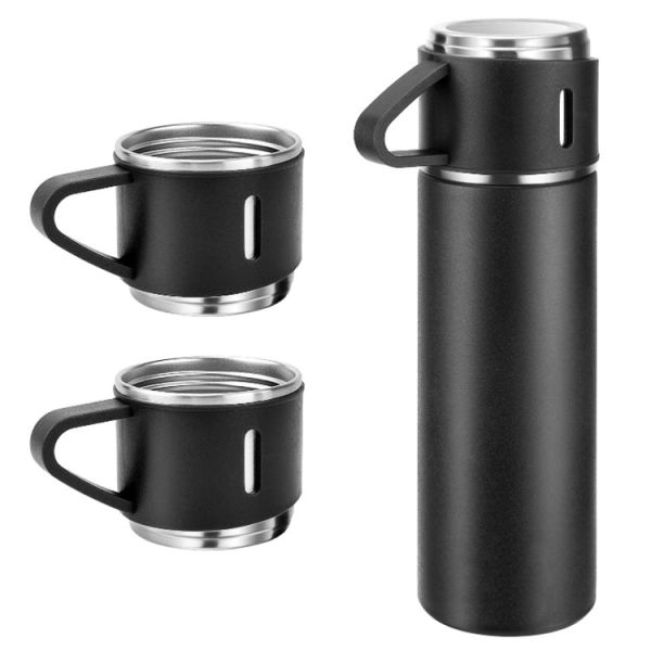 Quality Custom Logo 500ml Stainless Steel Thermos Flask Water Bottle Business Cup With 3 LIDS for sale