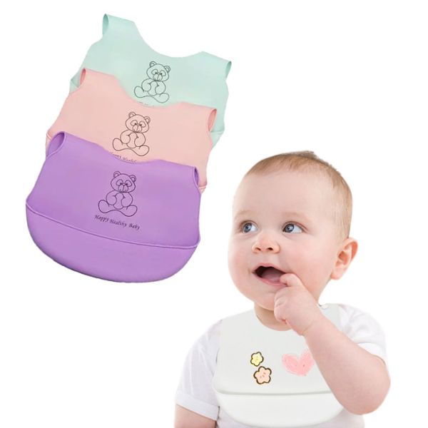 Quality Clean Soft Bib Set Catch All Waterproof Feeding Silicone Bibs For Baby for sale