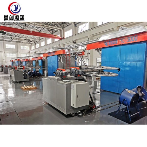 Quality YINGCHUANG Multi-Arm Automatic Ferry Shuttle Rotomolding Machine, PLC Controlled Double Arm Rotational Molding Equipment For Large Hollow Plastic Tanks & Furniture for sale