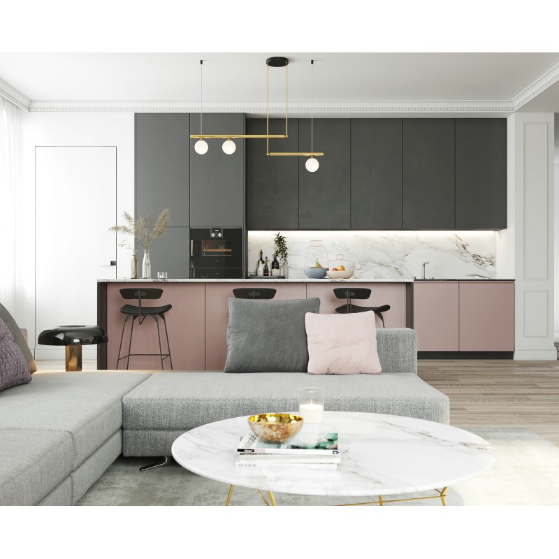 Kitchen cabinet installation with granite countertop