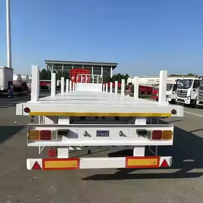 Quality CIMC 3 Axle 12400*2610*1550mm Customized Design Side Column Flatbed Semi Trailer for sale