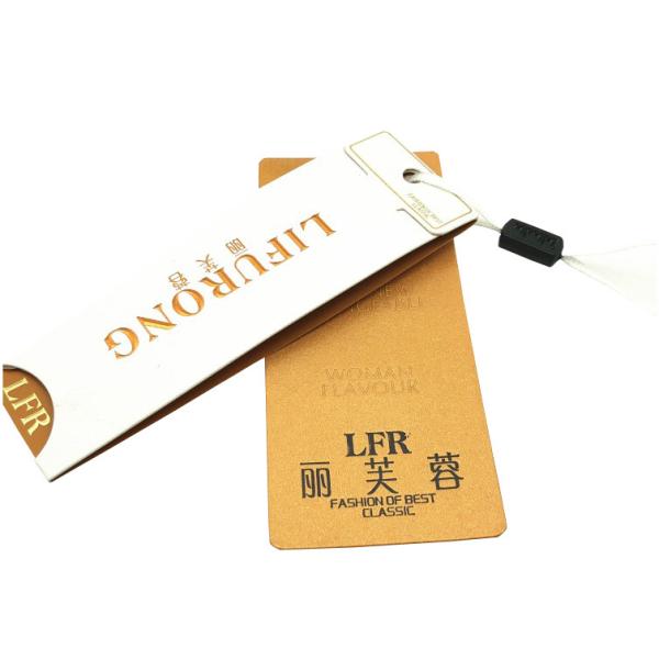 Quality Custom Luxury Clothing Paper Brand Swing Tags Emboss Gold Foil Stamping Logo for sale