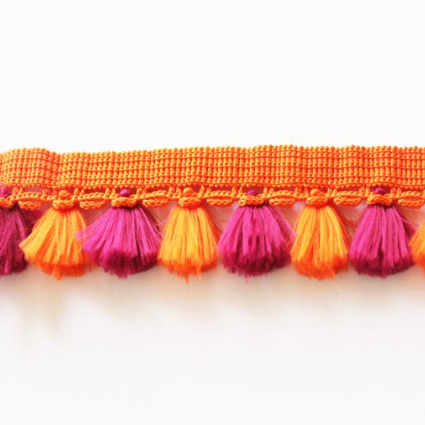 Quality Colorful  Embroidery 4cm Polyester Tassel Fringe Trim for sale