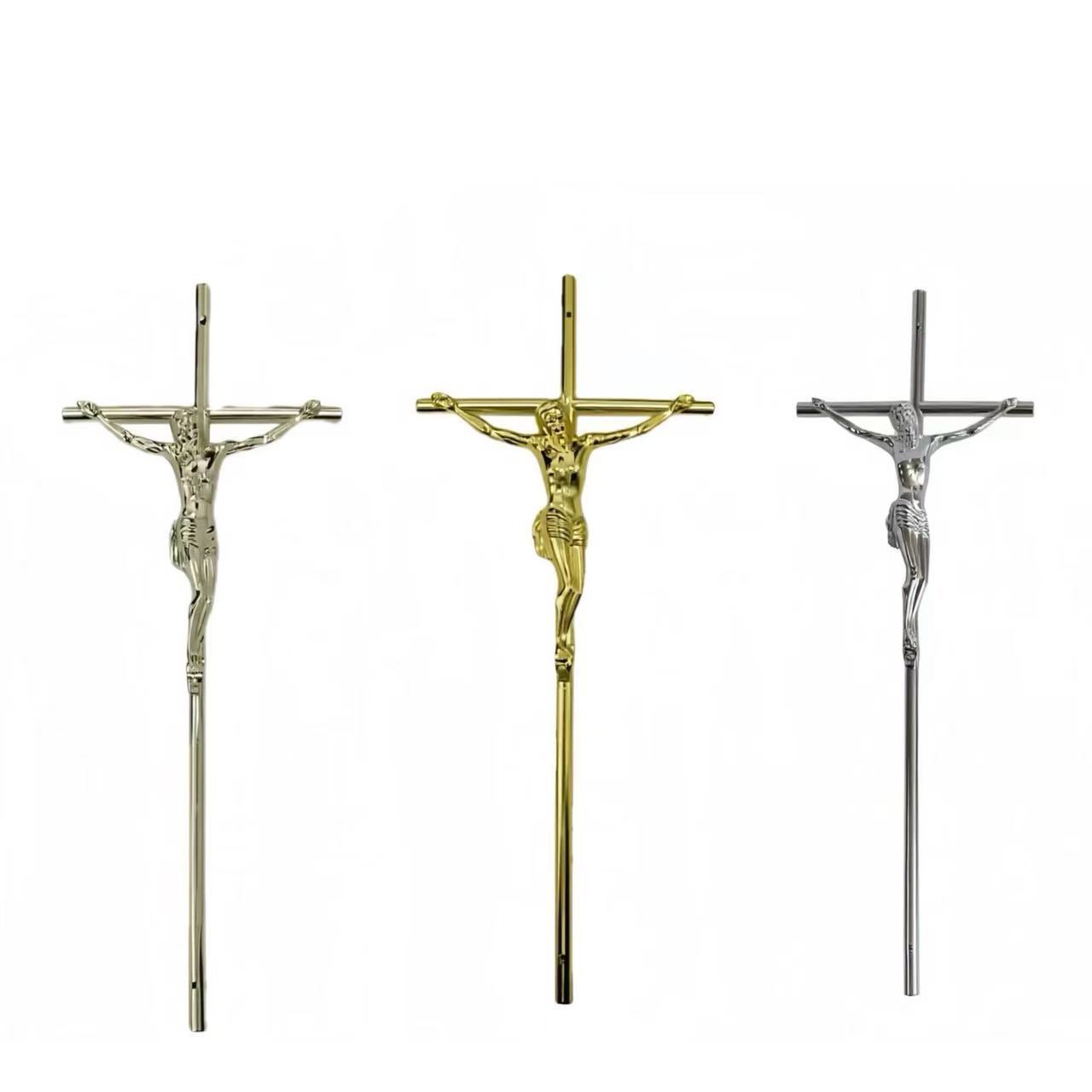Quality Casket Surface Decoration Funeral Crucifix 37 × 13.7 Cm Gold Jesus Casket Cross for sale