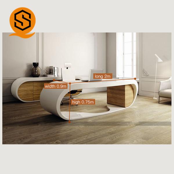Quality Seamless Solid Surface Office Furniture Artificial Stone White Executive Desk for sale