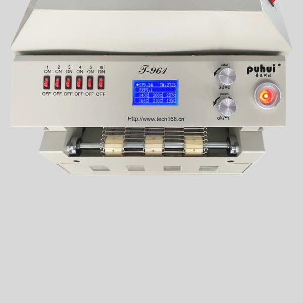 Quality T961 Desktop Reflow Oven with conveyor 730*230mm 6 temp Zones 3.5KW Soldering for sale