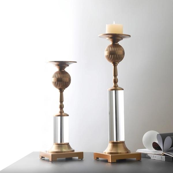 Quality Golden Brass Classic Metal ODM Crystal Candle Holder Craft for sale