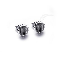 Quality Meteorite 925 Sterling Silver Earring Studs With Fox Crystal Quartz Carving for sale