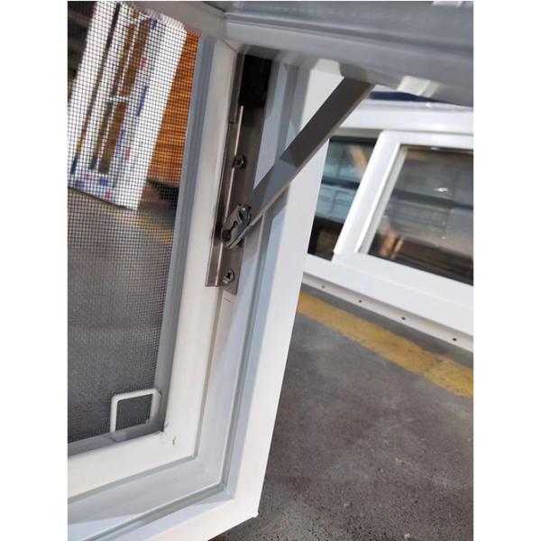 Quality Egress White Vinyl UPVC Hopper Window Windproof Customized Temperd Glass for sale