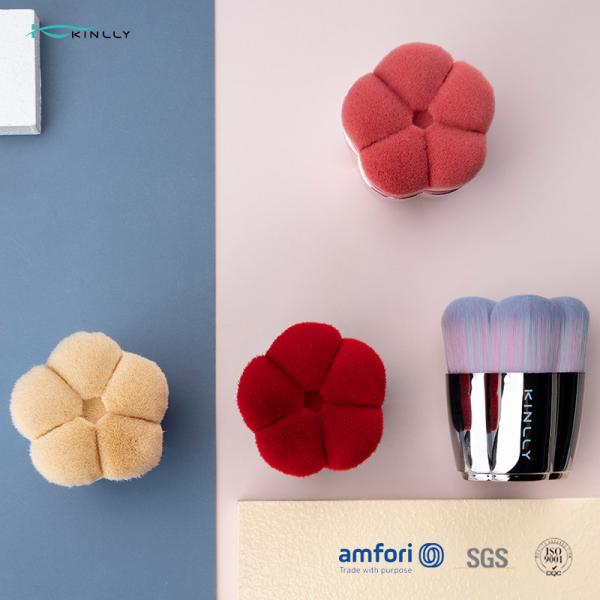 Quality Plastic Handle Flower Shape Kabuki Makeup Brushes For Face Cheek for sale