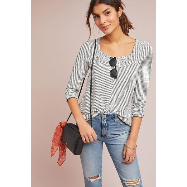 Quality Women Square Neck Long Sleeve Slim Blouse with Striped for sale