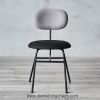 china Vintage Matte Black Finished Padded 82CM 39cm Steel Frame Dining Chairs