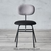 Quality Vintage Matte Black Finished Padded 82CM 39cm Steel Frame Dining Chairs for sale