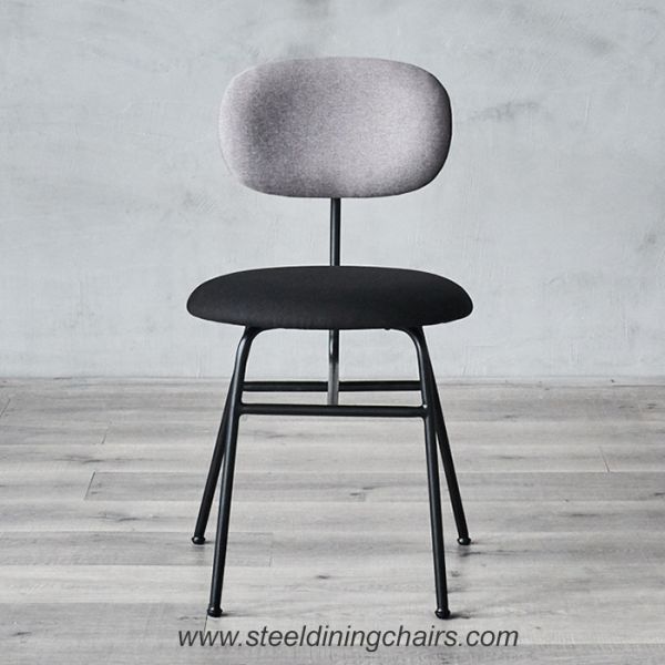 Quality Vintage Matte Black Finished Padded 82CM 39cm Steel Frame Dining Chairs for sale