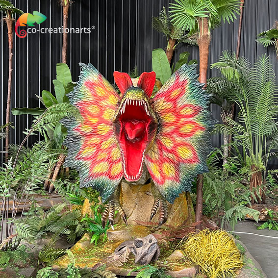 Quality Simulation Life Size Animatronic Dinosaur Dilophosaurus For Amusement Park for sale